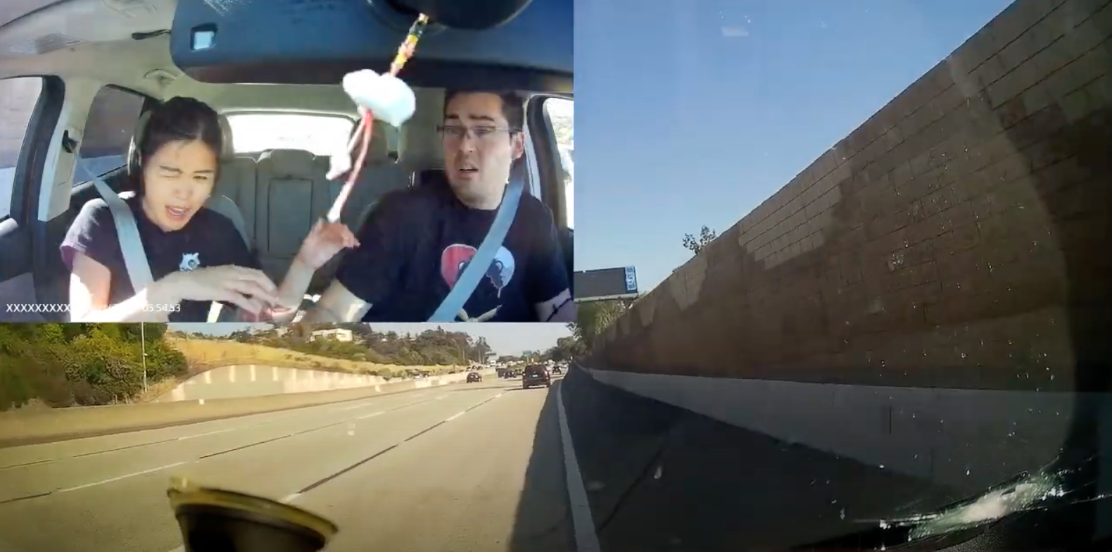 Stray Bullet Hits Car On Freeway, Barely Misses Couple