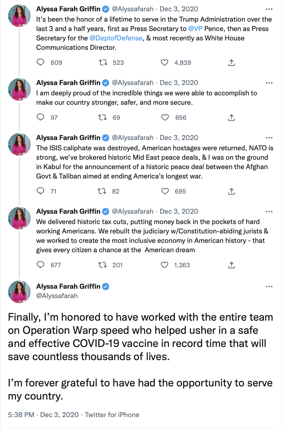 Trump Whines Alyssa Farah Griffin No Longer Says Nice Things About Him