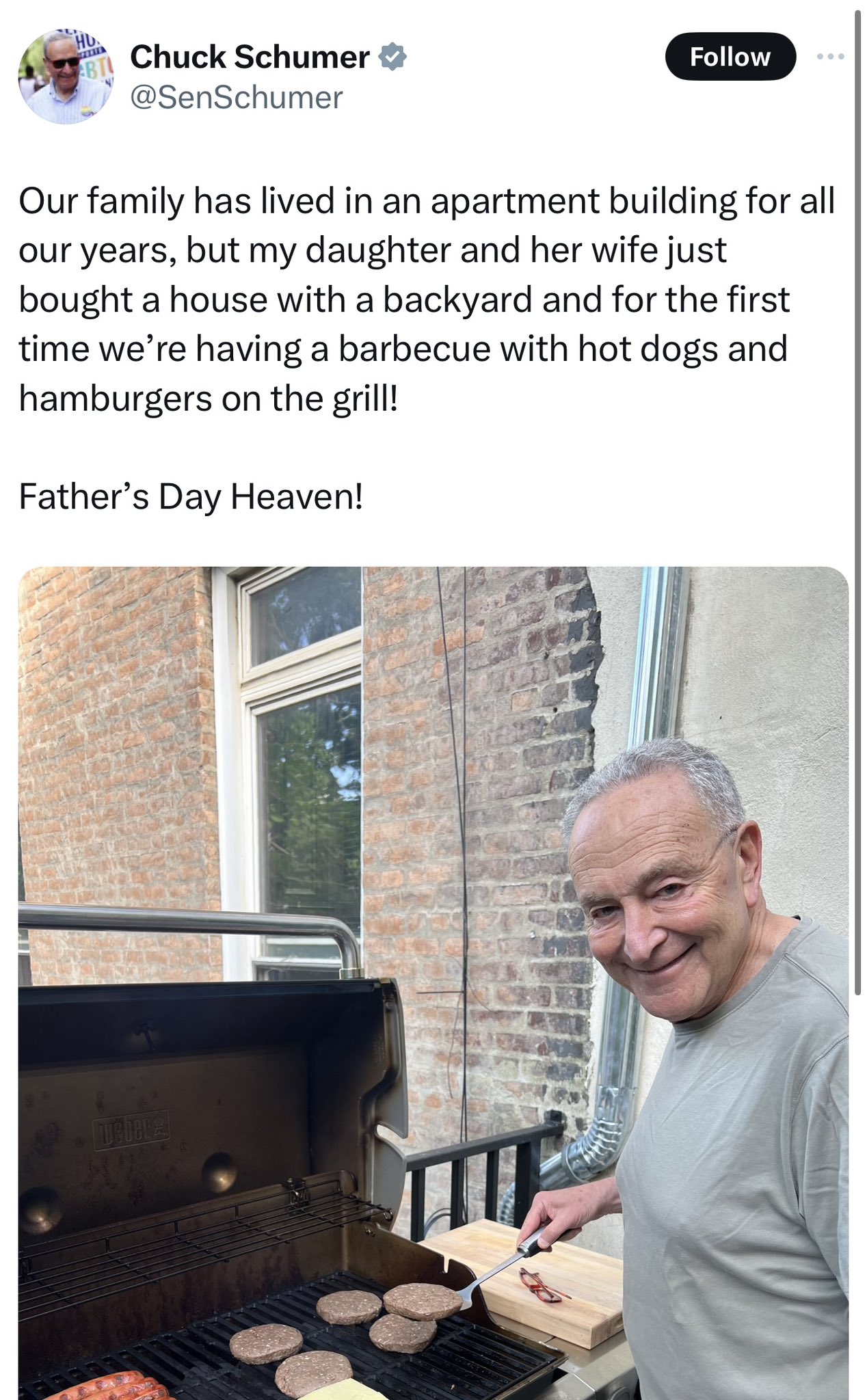 Chuck Schumer Deletes Father's Day Post After Getting Mocked