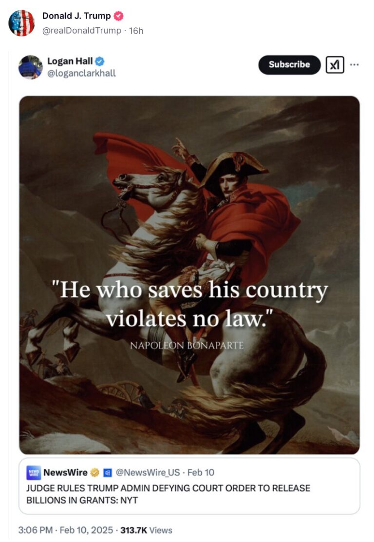 Trump Doubles Down On Ominous Napoleon Quote