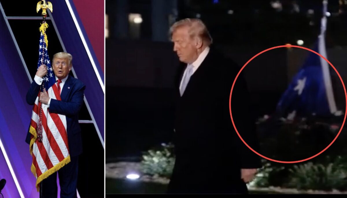 Social Media Erupts as US Flag Seen on Ground Behind Trump