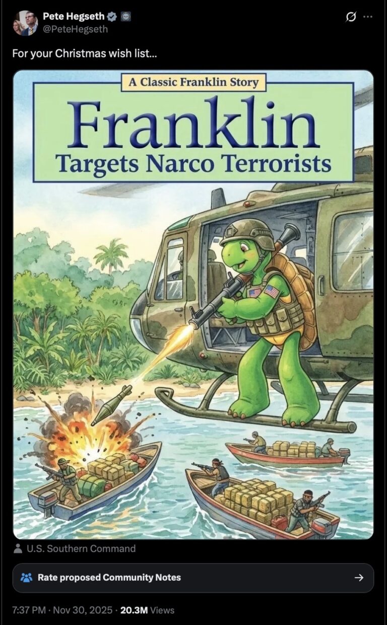 Franklin the Turtle Publisher Bashes Hegseth for Meme