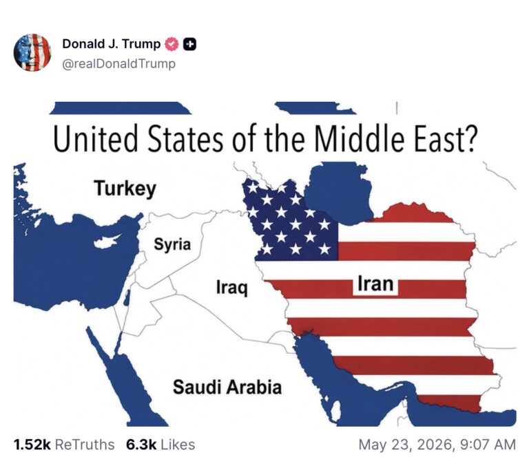 Trump Posts Wild Image of 'United States of the Middle East'